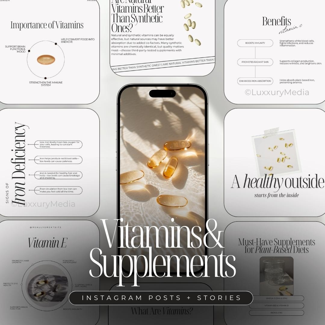 Vitamins Instagram Templates | Supplements Posts | Nutrition Social ...