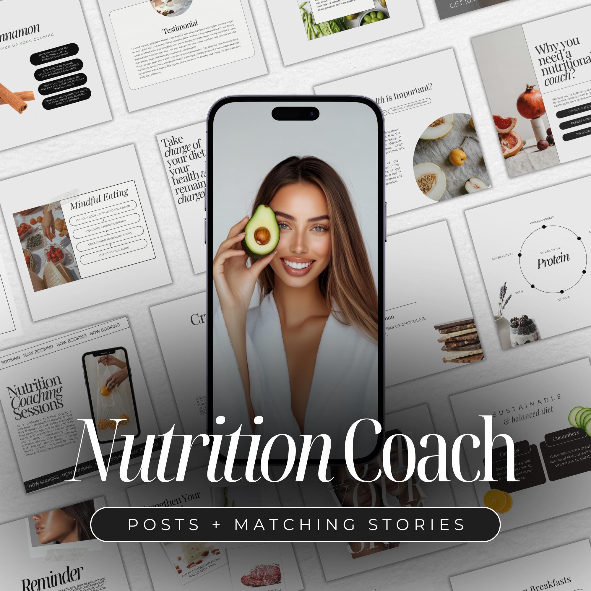 Nutrition Coach Instagram Templates | Wellness Coach Instagram Posts ...