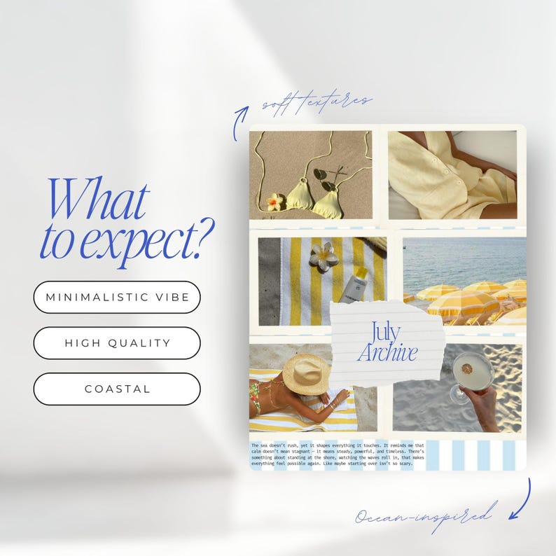 Coastal Scrapbook Instagram Templates | Beach Aesthetic Social Media ...