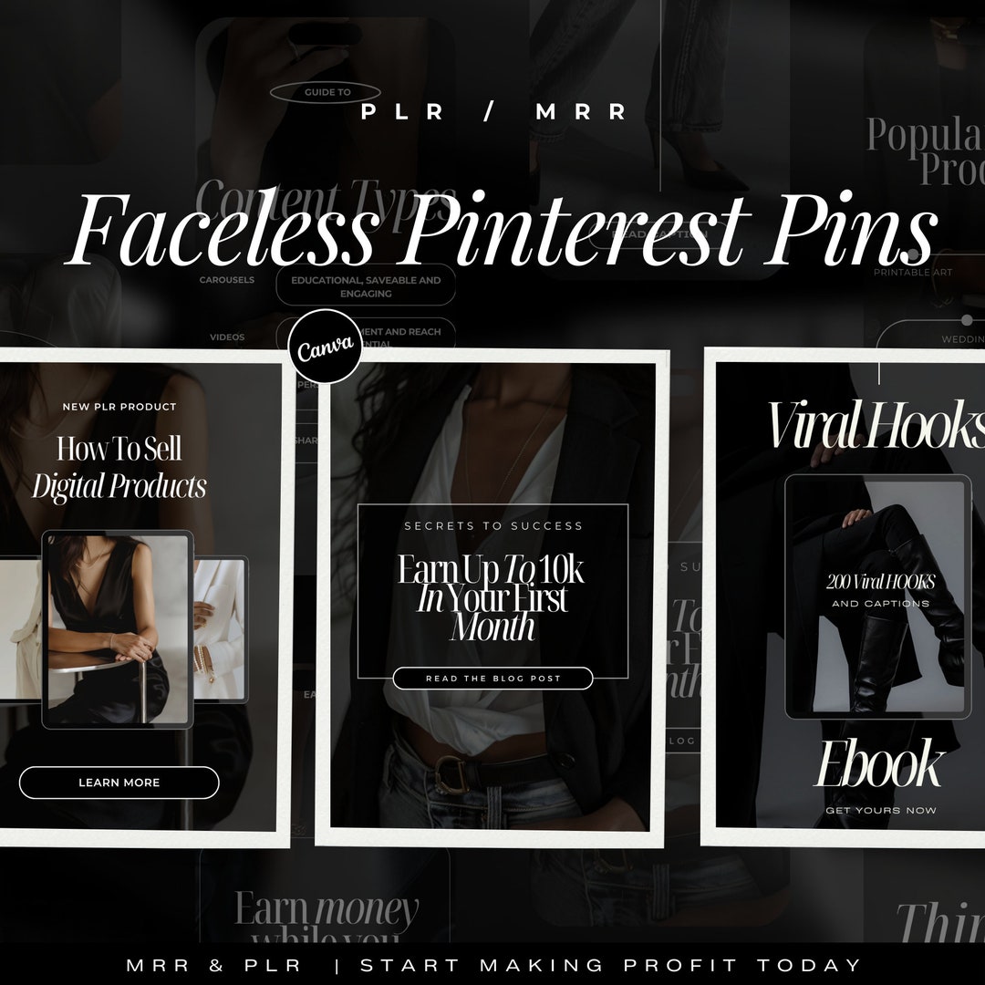 Faceless Pinterest Pins Templates | Faceless Templates Pinterest | PLR ...