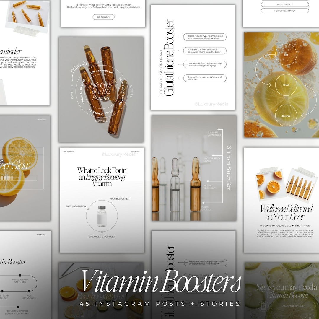 Vitamin Boosters Instagram Templates | Vitamin Injections Social Media ...