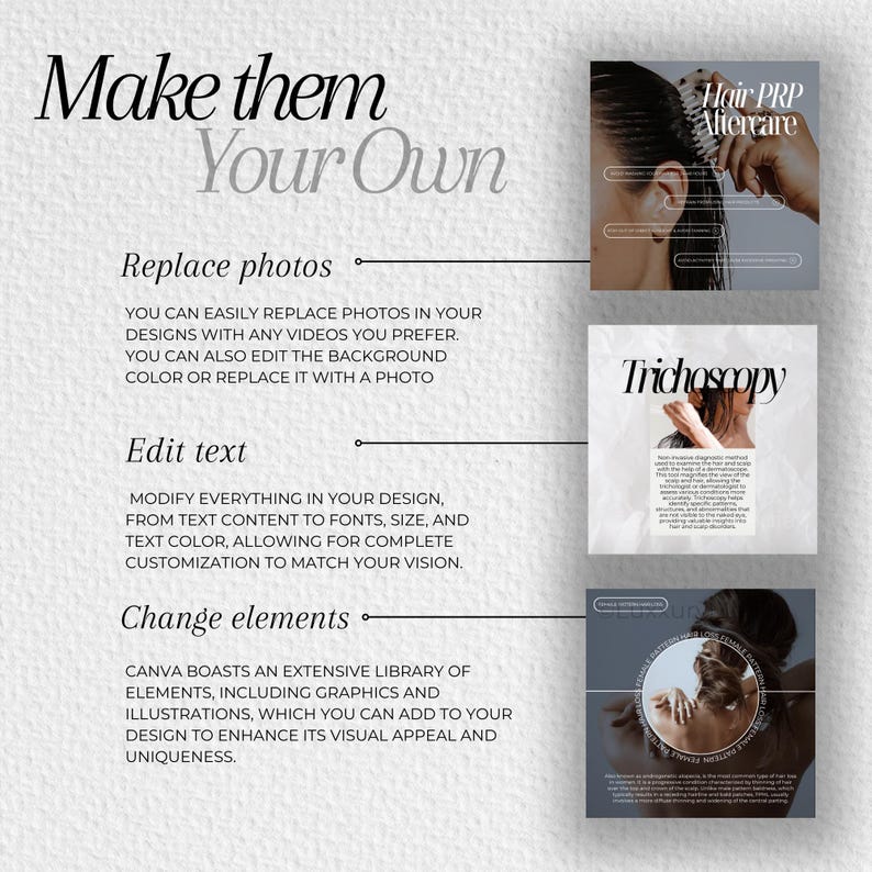 Trichology Instagram Templates | Trichologist Social Media Posts | Hair ...