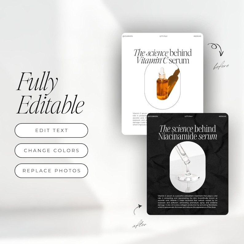 Skincare Serum Instagram Templates, Serum Posts, Skincare Social Media ...