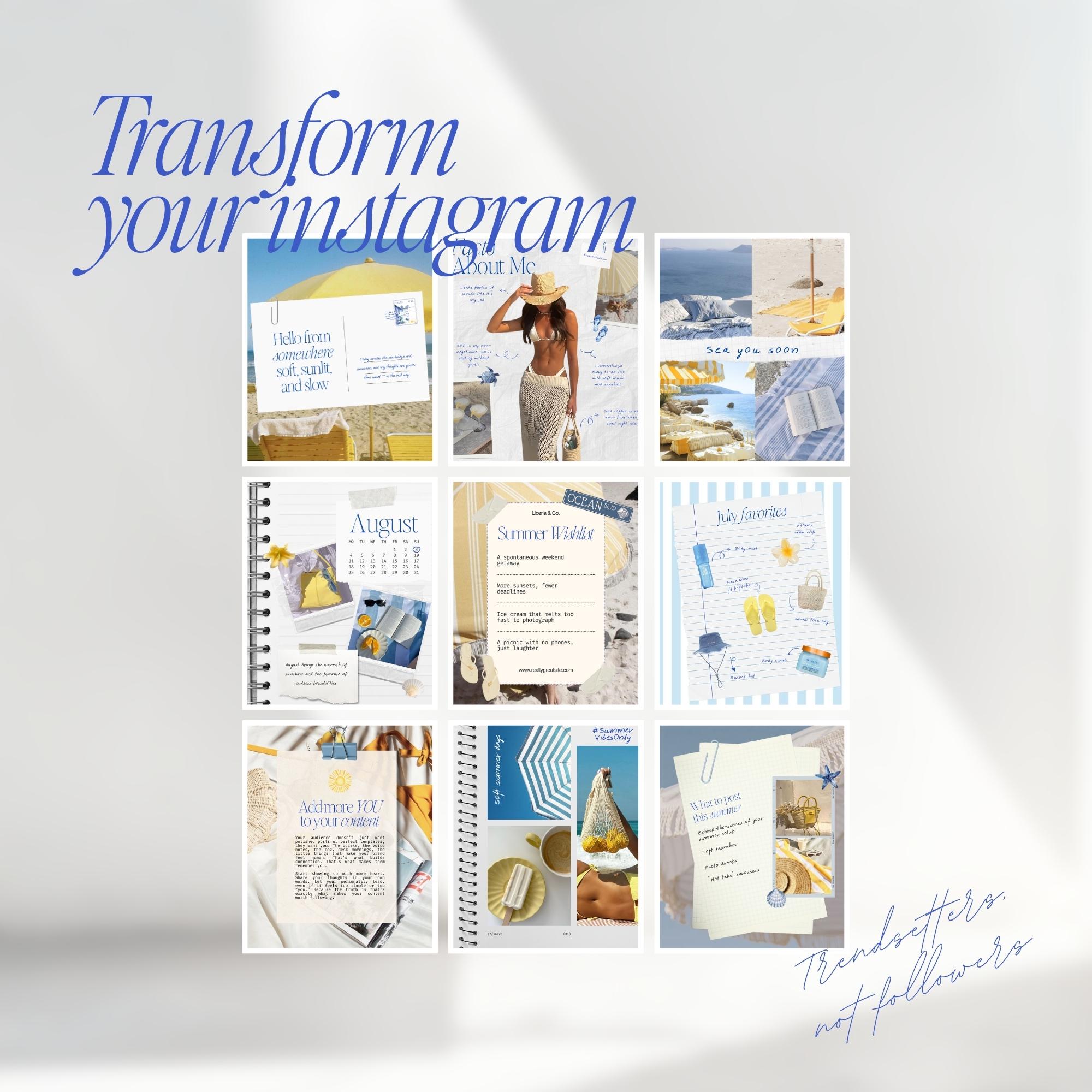 Coastal Scrapbook Instagram Templates | Beach Aesthetic Social Media ...