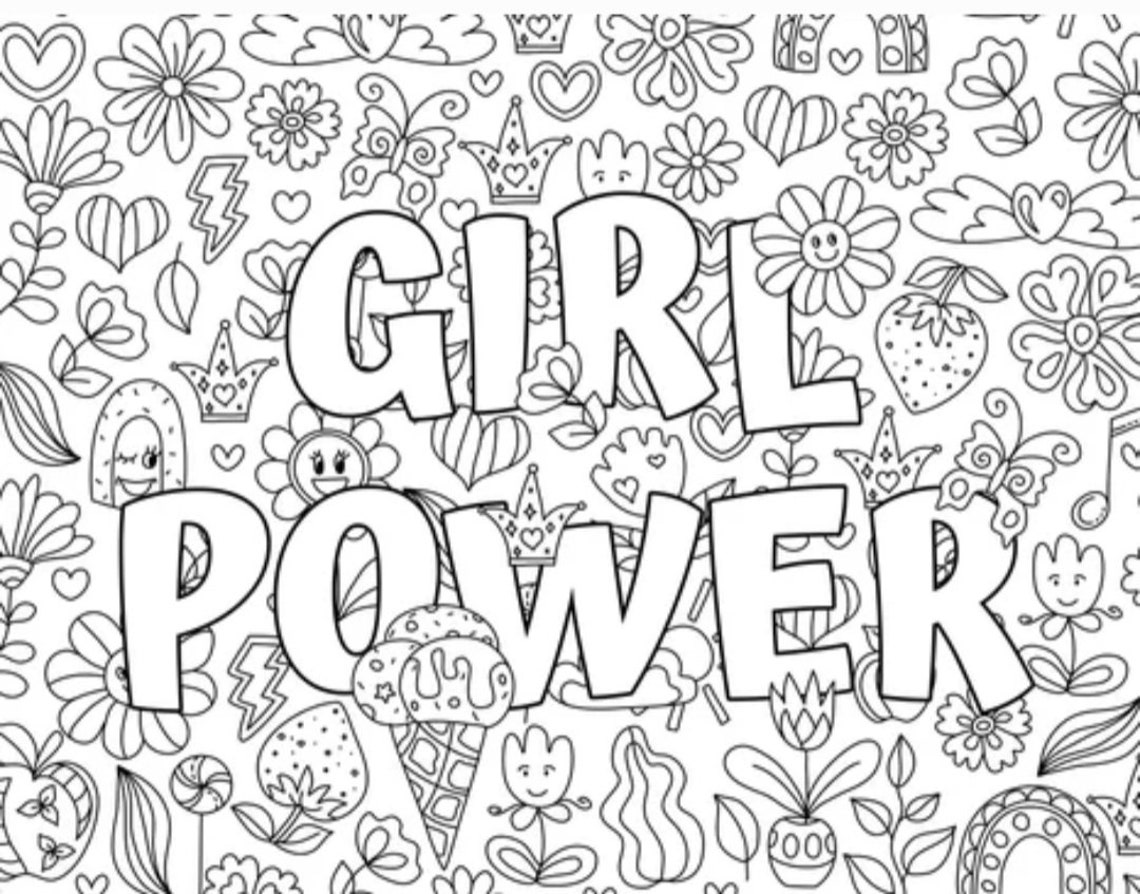 4 Girl Power Coloring Pages Anti Anxiety/mental Health/self Love ...