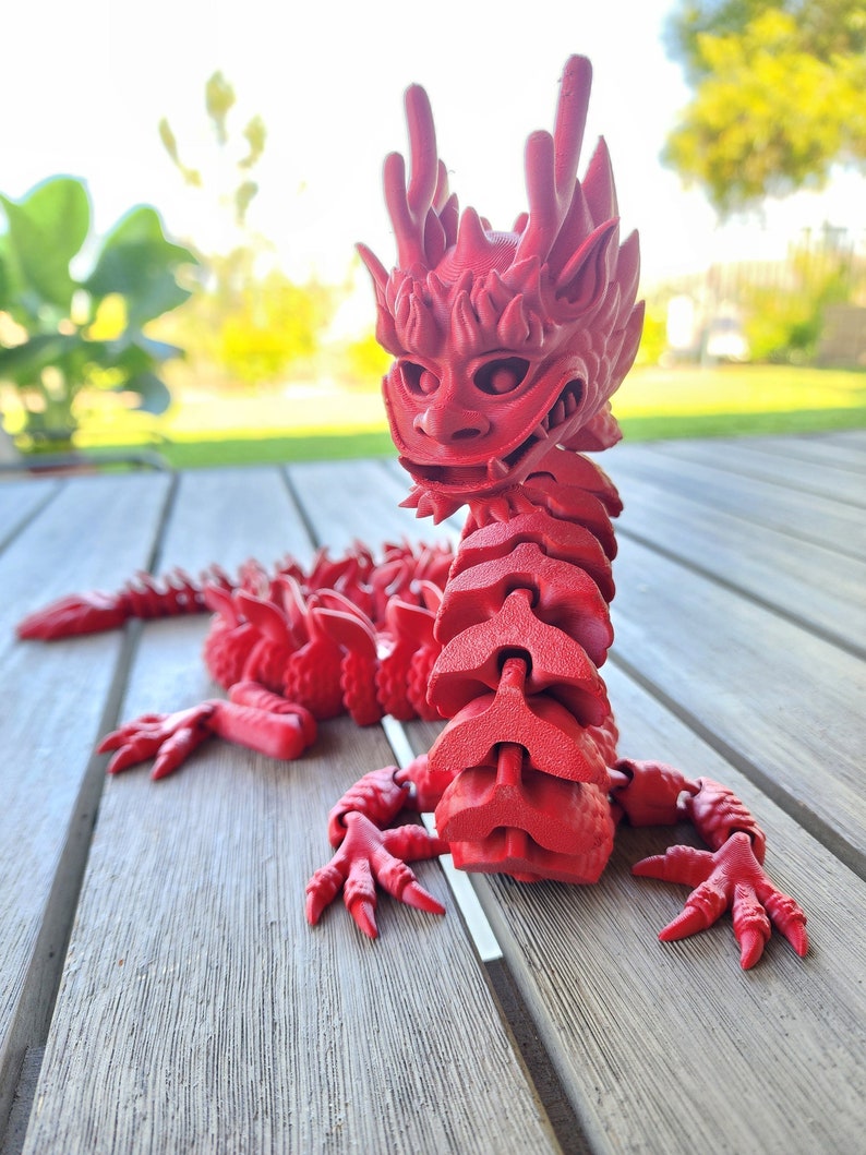 32" Inch Articulating Imperial Dragon in Red, Gold, Pink or Glow in the ...