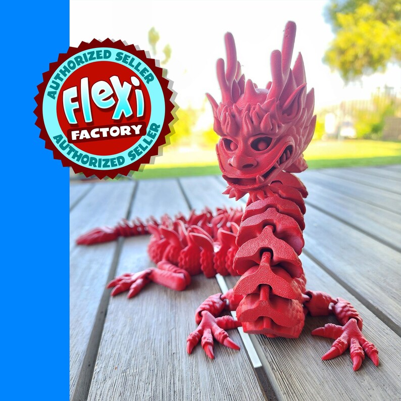 32" Inch Articulating Imperial Dragon in Red, Gold, Pink or Glow in the ...