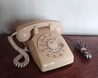 Vintage Telephone, Rotary Dial Phone From 1970's, Beige, Fully ...
