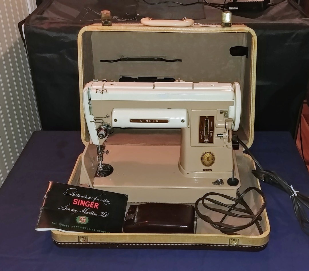 Singer 301A LBOW Portable Sewing Machine W/case 1956 - Etsy