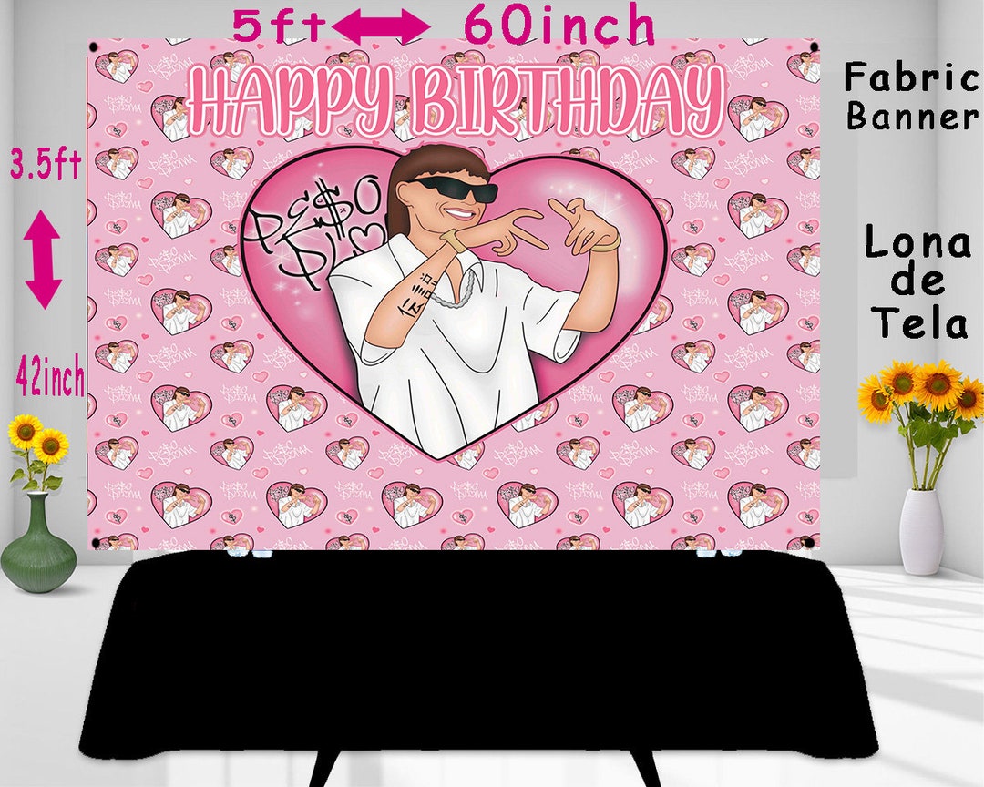 Peso Pluma Happy Birthday Pink Fabric Banner 60x 42 Inches - Etsy