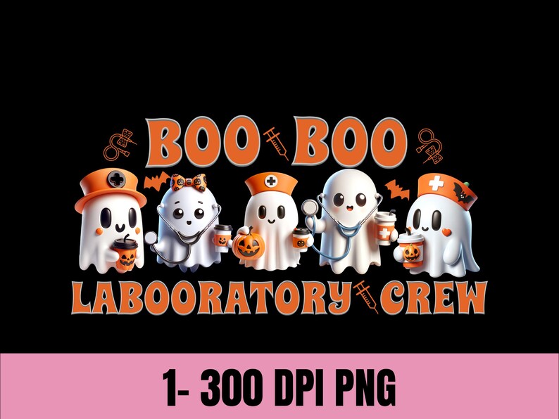 Halloween Laboratory Crew Ghost PNG, 3D Cute Phlebotomy Lab Technician ...
