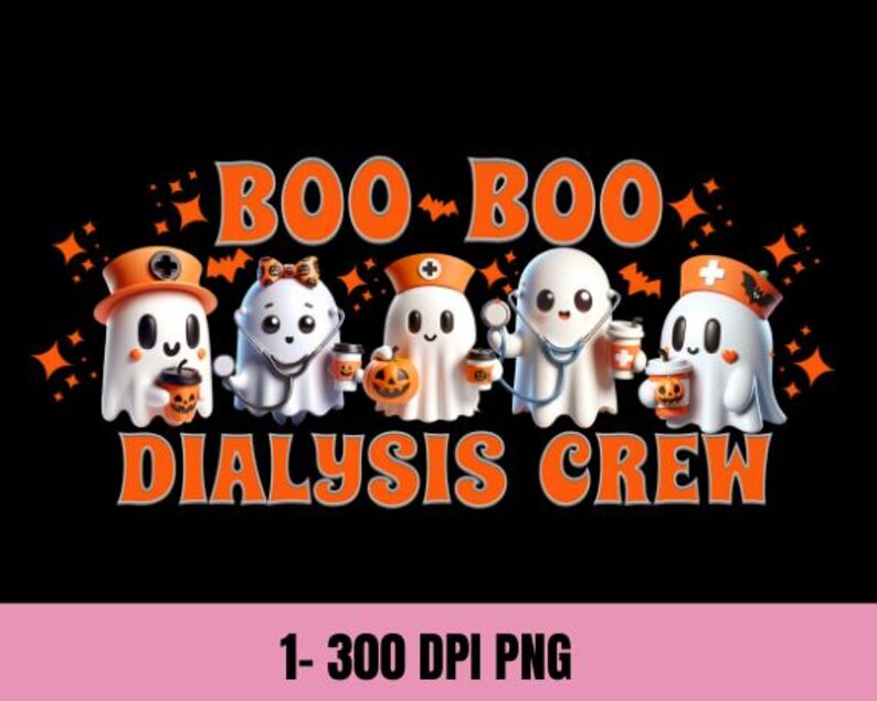 Halloween Dialysis Boo Boo Crew PNG, 3D Cute Halloween Ghost With ...