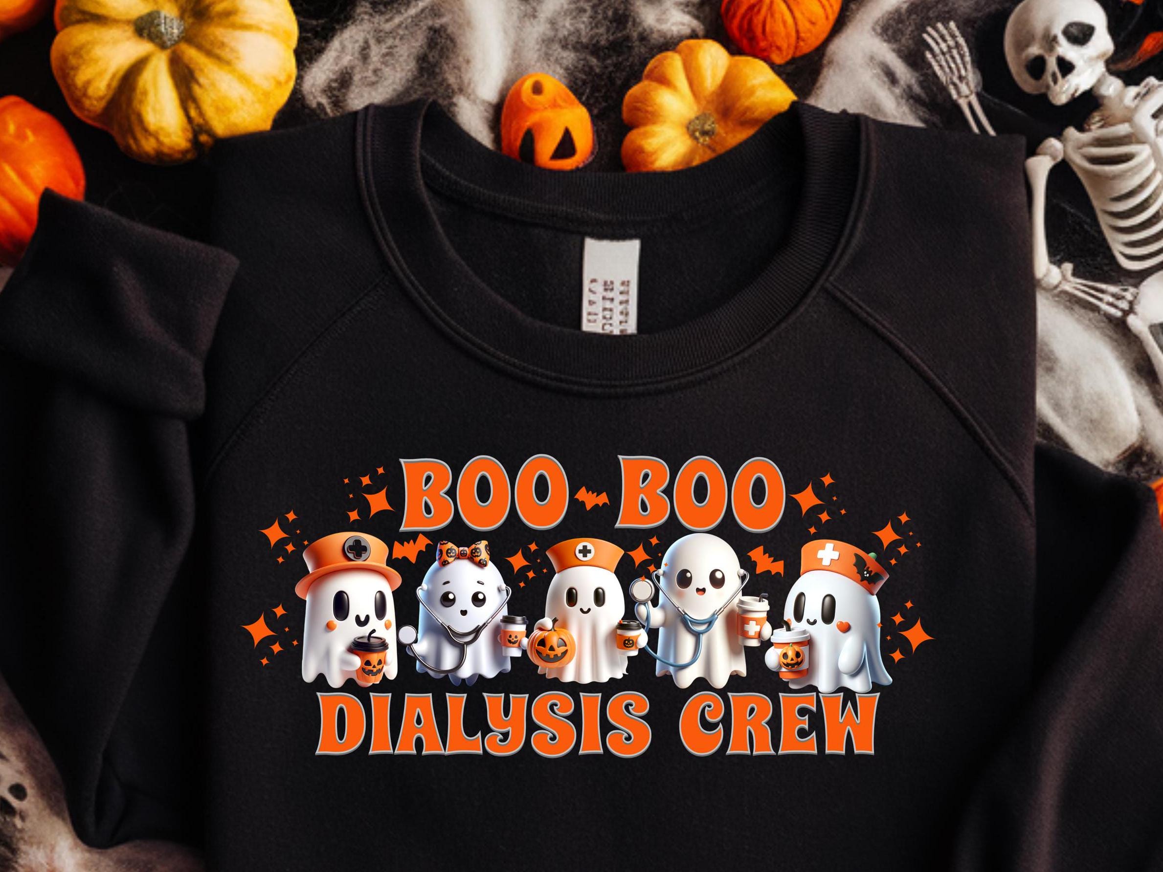 Halloween Dialysis Boo Boo Crew PNG, 3D Cute Halloween Ghost With ...