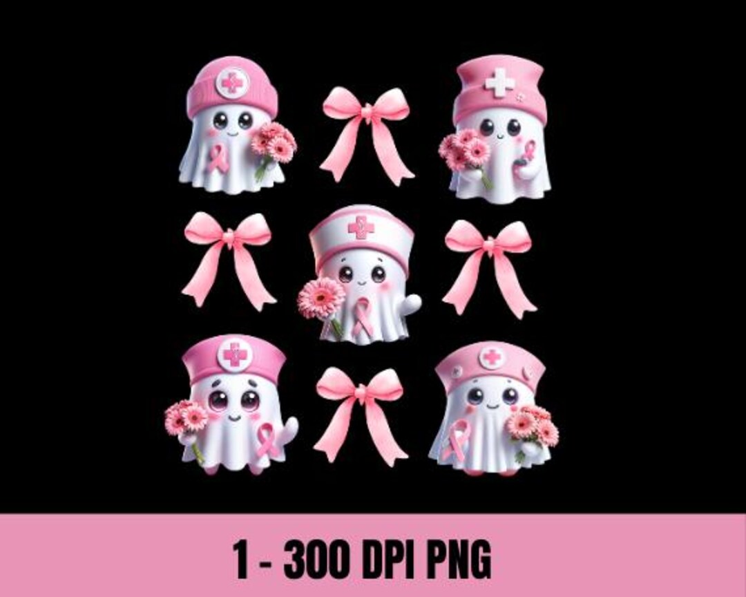 Nurse Ghost Breast Cancer Awareness PNG, Cute Oncology Nurse Ghosts ...