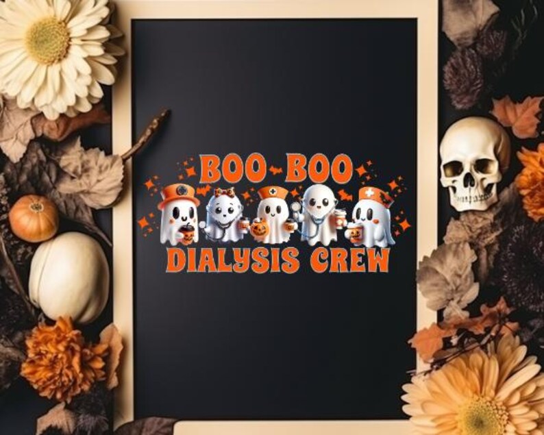 Halloween Dialysis Boo Boo Crew PNG, 3D Cute Halloween Ghost With ...