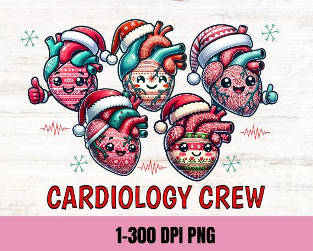 Christmas Cardiology Crew Png, Cute Anatomical Heart Holiday Clipart ...