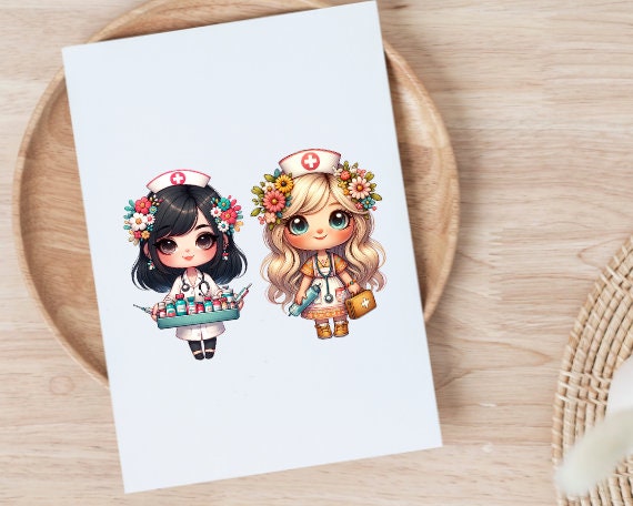 Nurse Vintage Boho Clipart Bundle, Registered Nurse Bundle, Cute ...