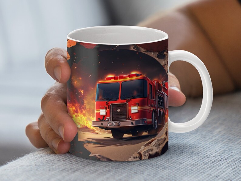 3D Firefighter Firetruck Mug Wrap Design PNG, Crack in the Wall Print ...