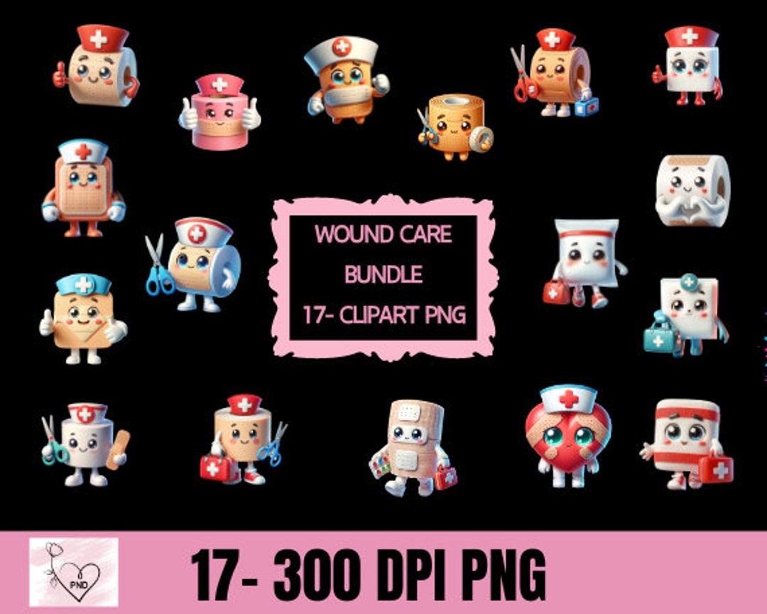 Wound Care Nurse Clipart Bundle, 3D Wound Care Technician Png Bundle, Wound Care Crew Tech ...
