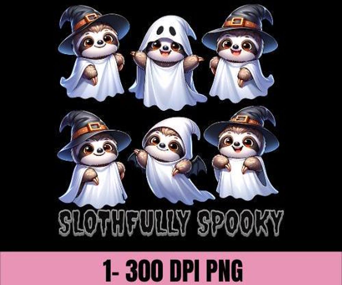Halloween Cute Sloth Ghost Png, 3D Spooky Sloth Ghost Digital Download ...