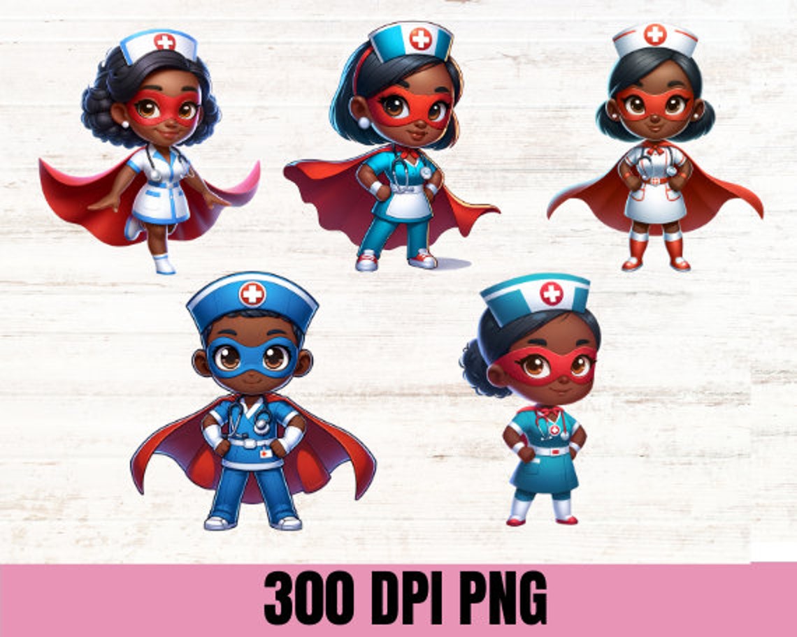 Superhero Nurse PNG Clipart, 5 Black Nurse Superhero Clipart ...