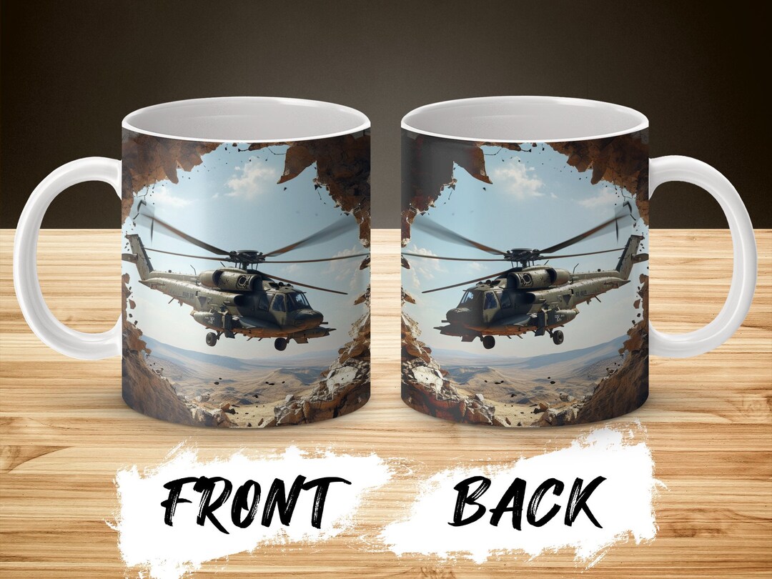 Military Helicopter 3D Mug Wrap Design PNG, Pilot 11 Oz and 15 Oz Mug ...