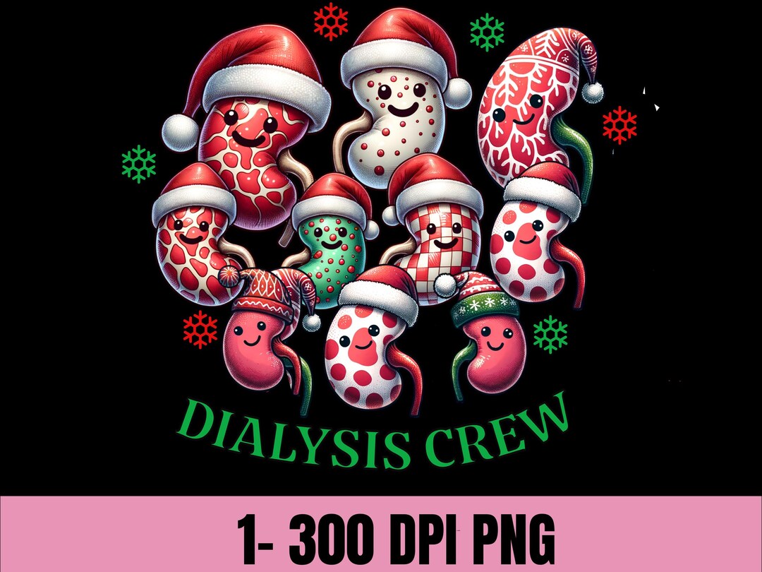 Christmas Dialysis Crew PNG, Cute Christmas Kidney Nurse Pattern Design ...