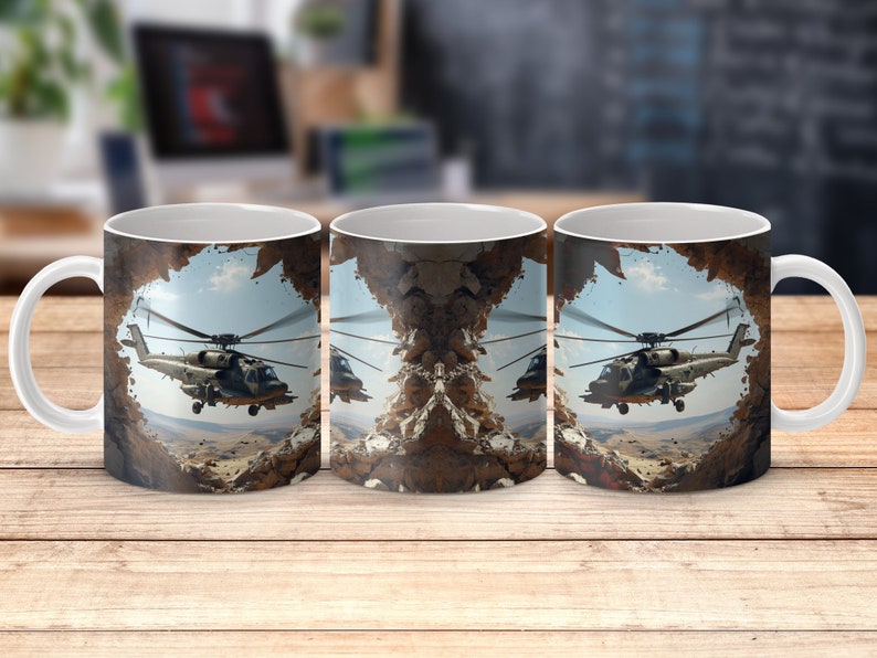 Military Helicopter 3D Mug Wrap Design PNG, Pilot 11 Oz and 15 Oz Mug ...