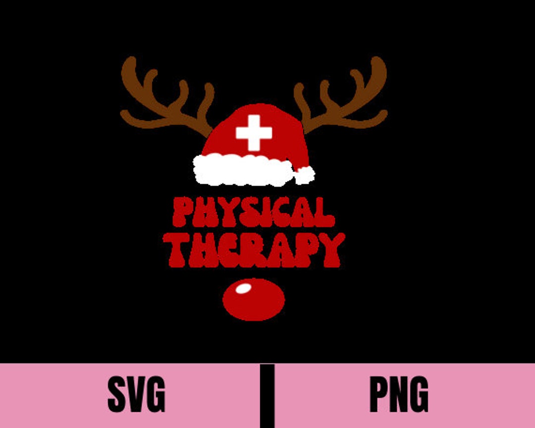 Physical Therapy SVG Png, Merry Christmas, Cute Reindeer, PT Gift, PT ...