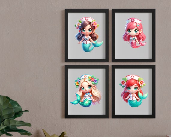 Nurse Mermaid PNG Clipart Bundle, Registered Nurse Png, Patient Care ...