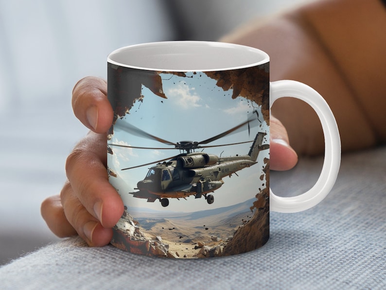 Military Helicopter 3D Mug Wrap Design PNG, Pilot 11 Oz and 15 Oz Mug ...