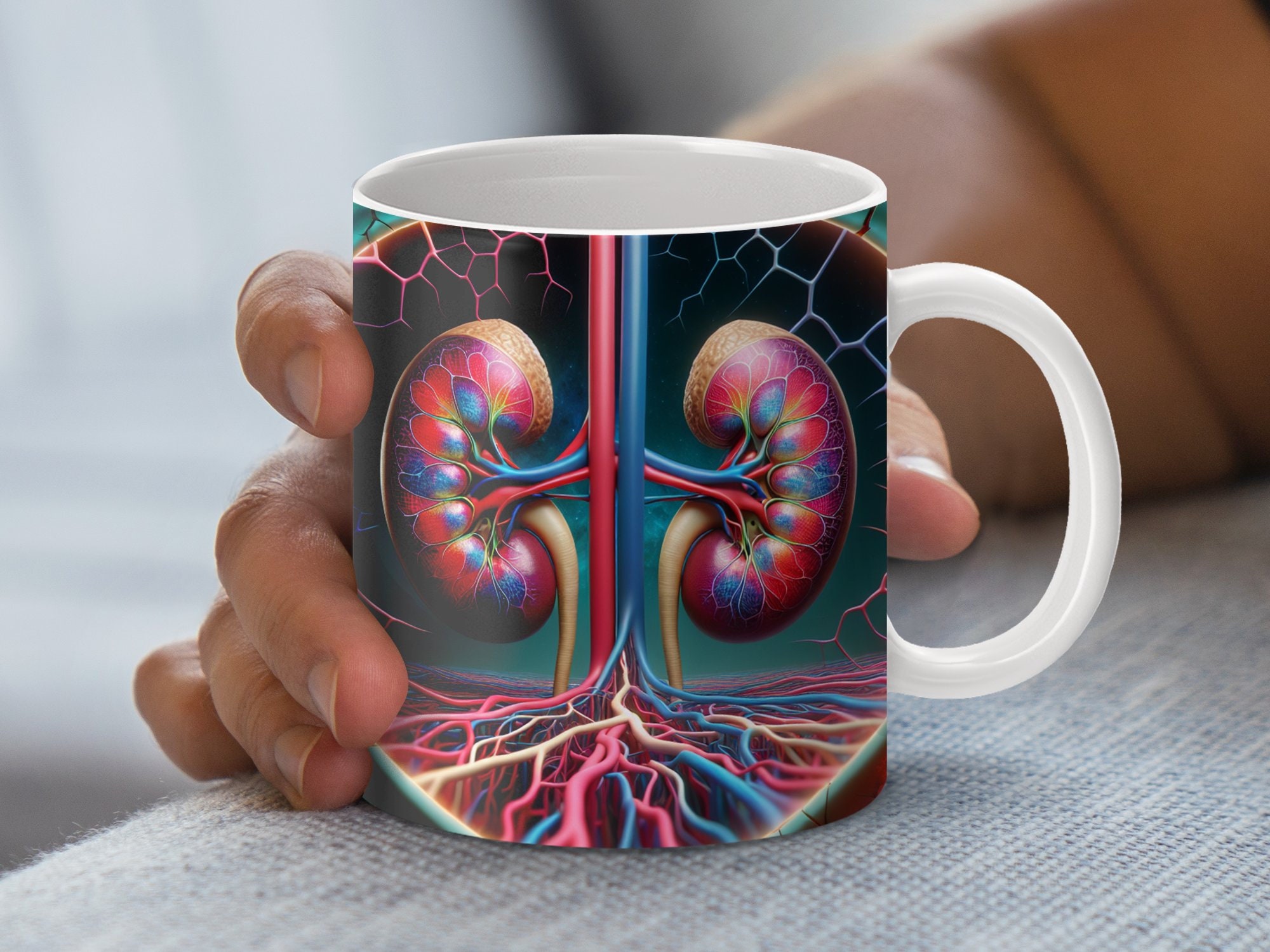 Kidney Anatomy Crack in the Wall Mug Wrap Design PNG for 11 Oz and 15 ...
