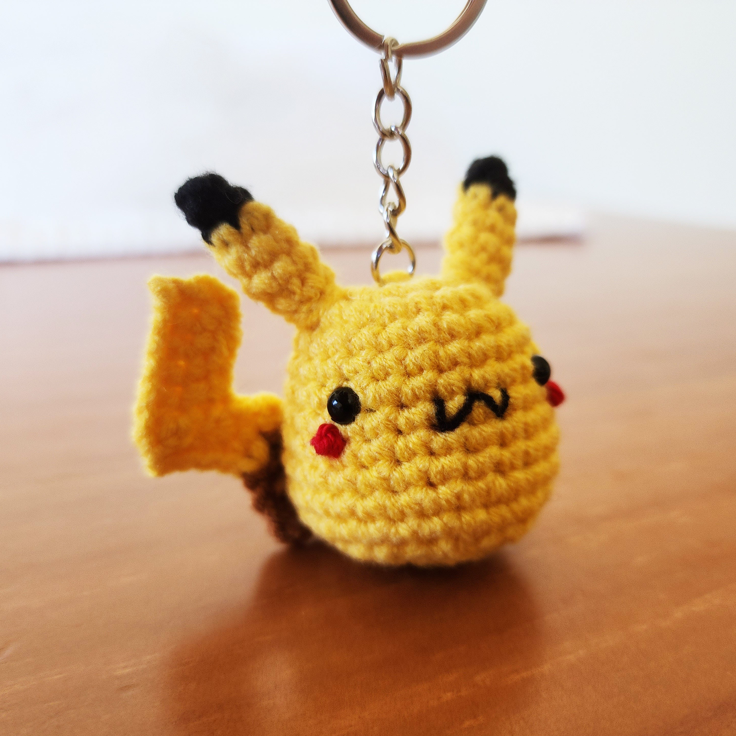 Pokemon Pikachu Keychain Hand Knitted Crochet Kawaii - Etsy