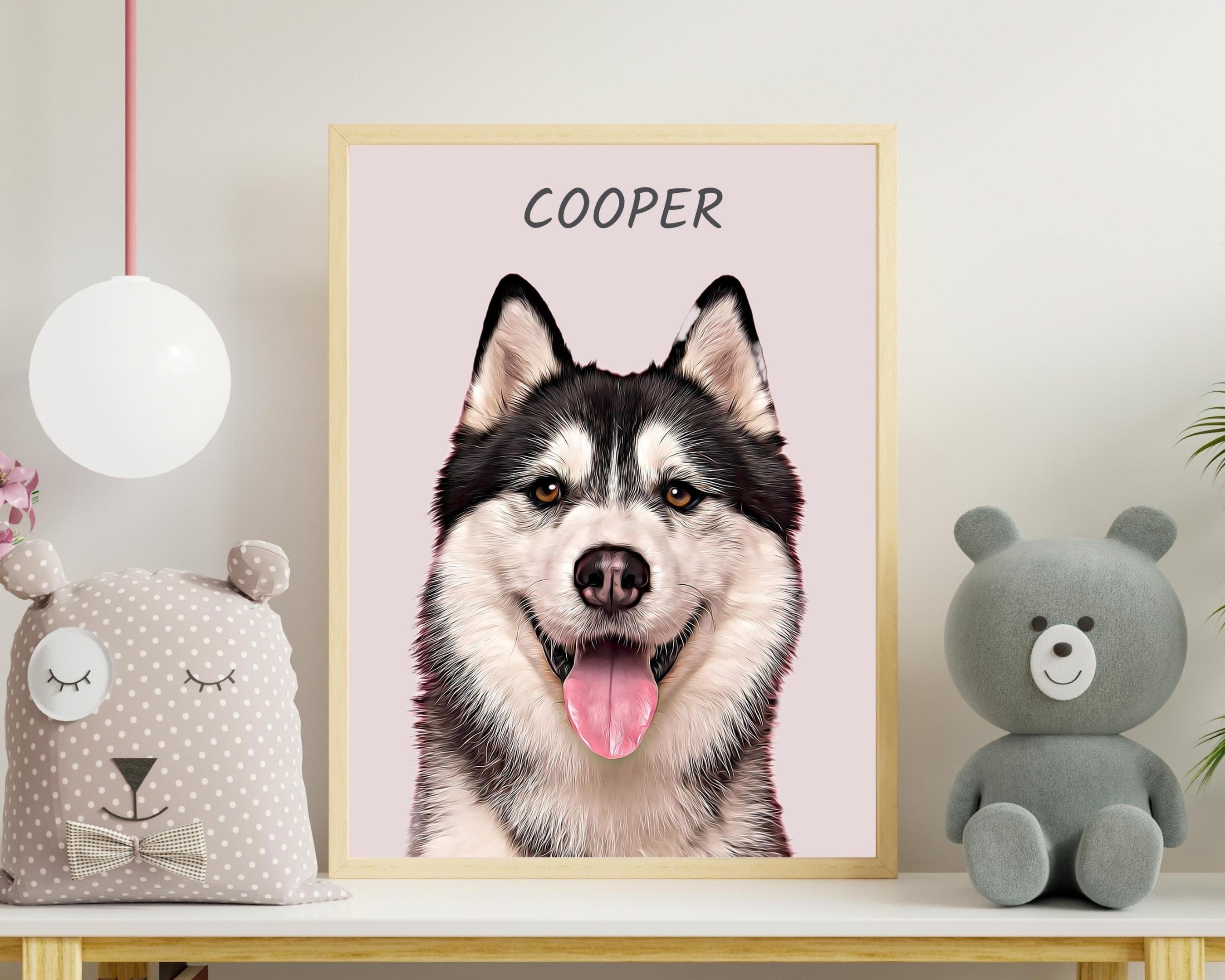 Personalized Dog Portrait, Custom Pet Portrait Wall Art, Custom Dog ...