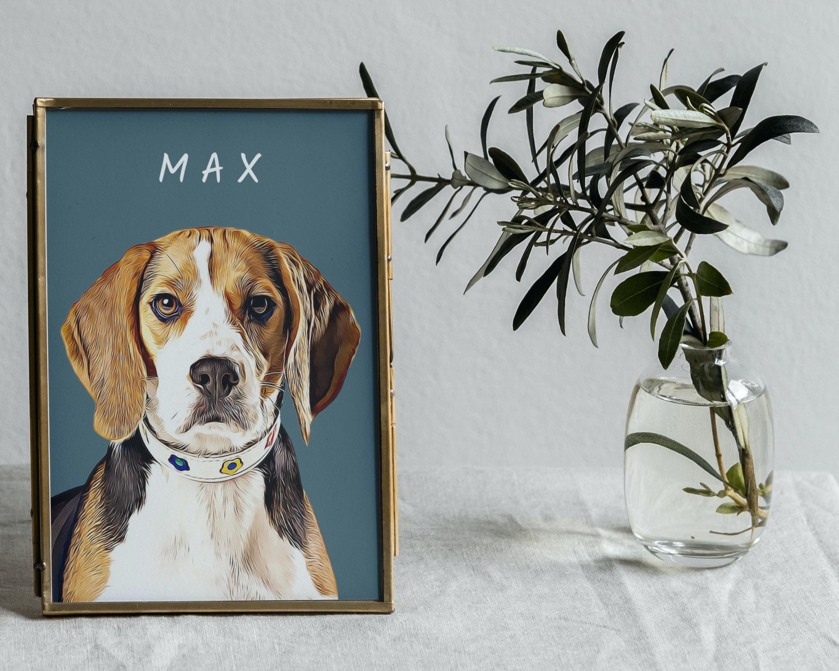 Personalized Dog Portrait, Custom Pet Portrait Wall Art, Custom Dog Painting Gift, Golden ...