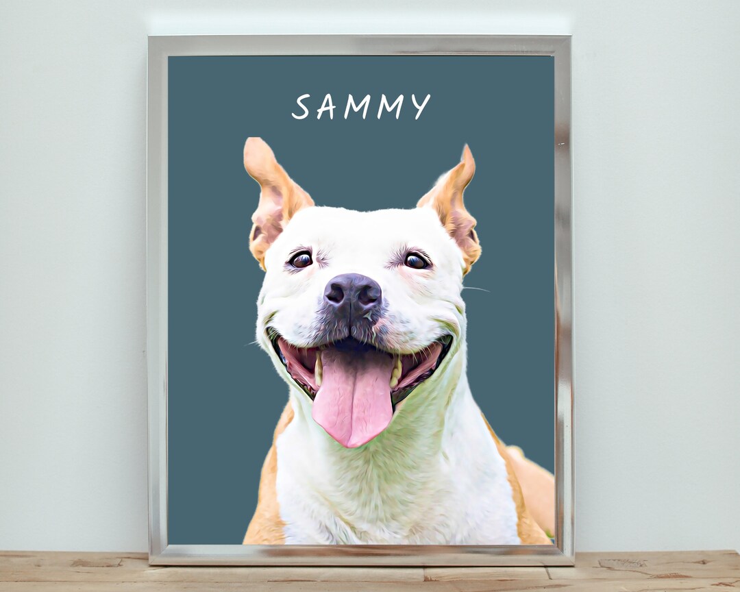 Pet Portrait Custom Digital Drawing, Personalized Pet Memorial Gift ...