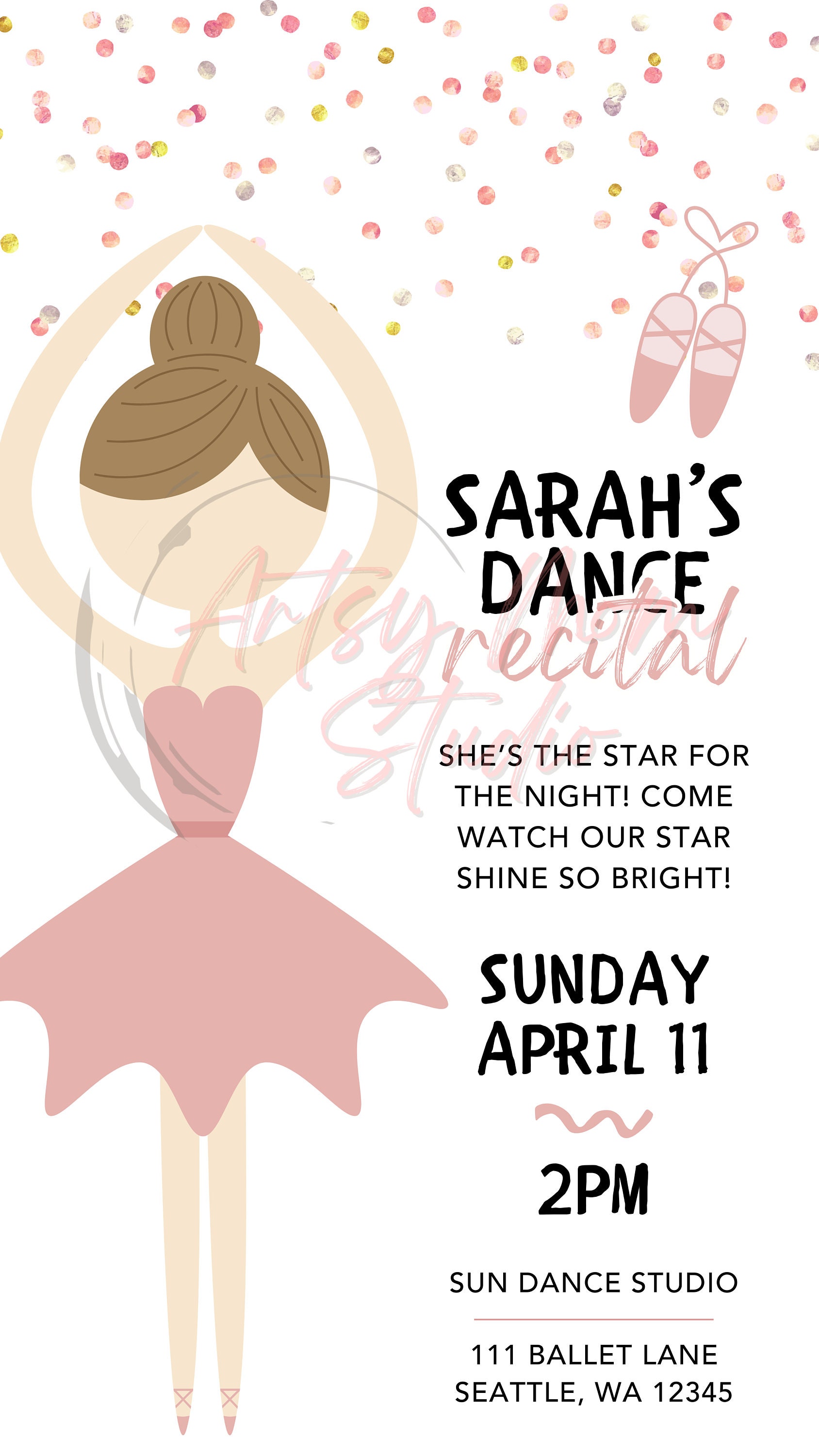 Editable Ballet/dance Recital Invitation, Evite, Digital Download Phone ...