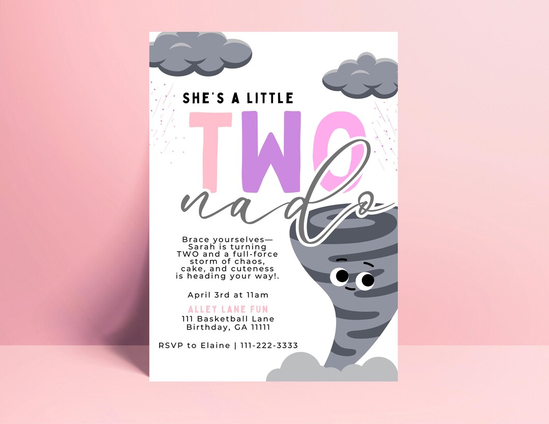 Editable Two-nado Birthday Invitation | 2nd Birthday Tornado Party ...