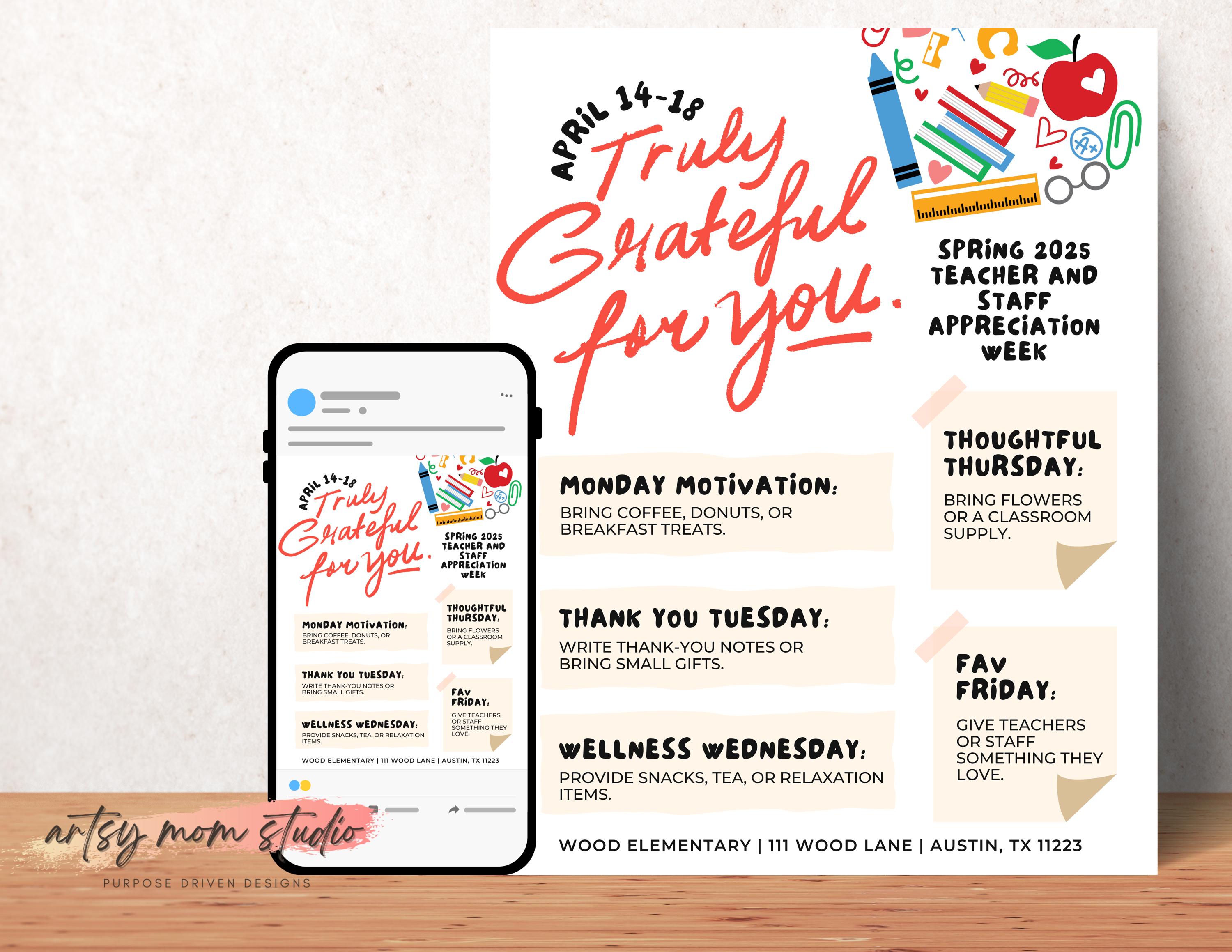 Editable Teacher Appreciation Week Itinerary Poster | Printable Teacher ...