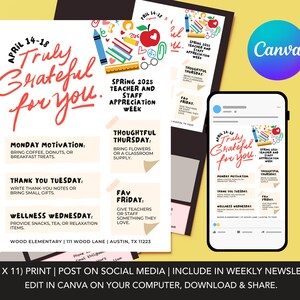 Editable Teacher Appreciation Week Itinerary Poster | Printable Teacher ...