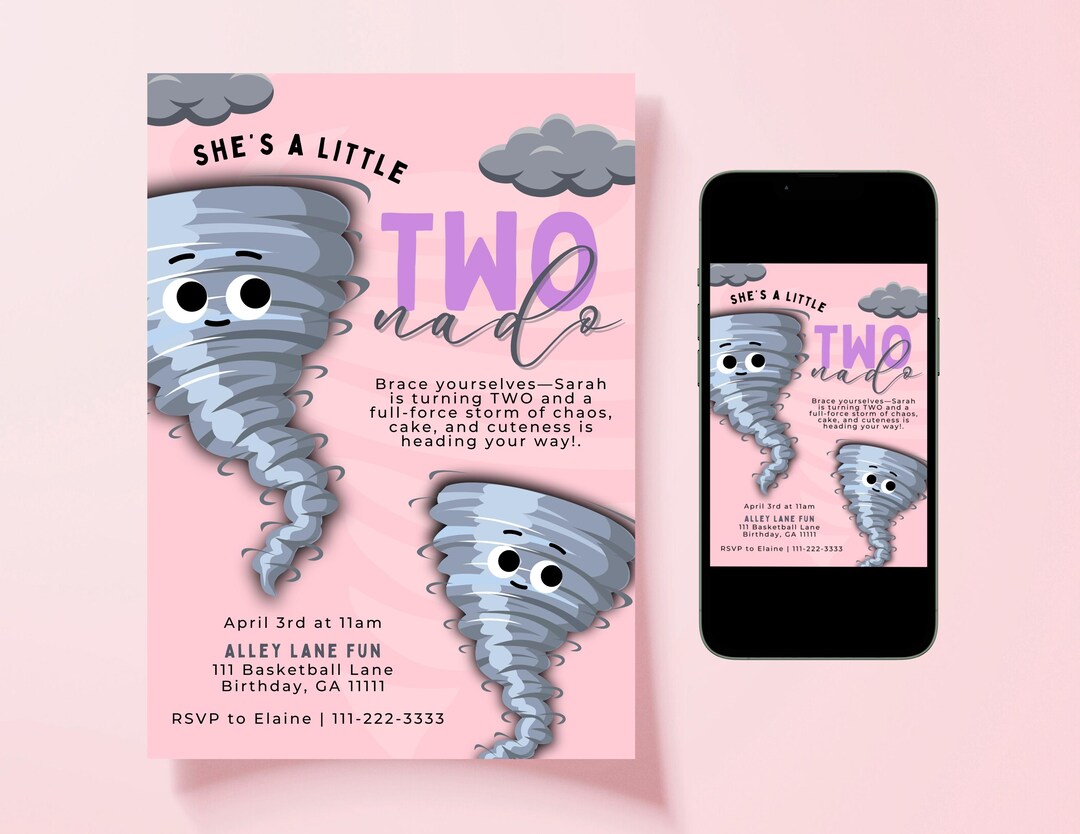 Editable Two-nado Birthday Invitation | 2nd Birthday Tornado Party ...
