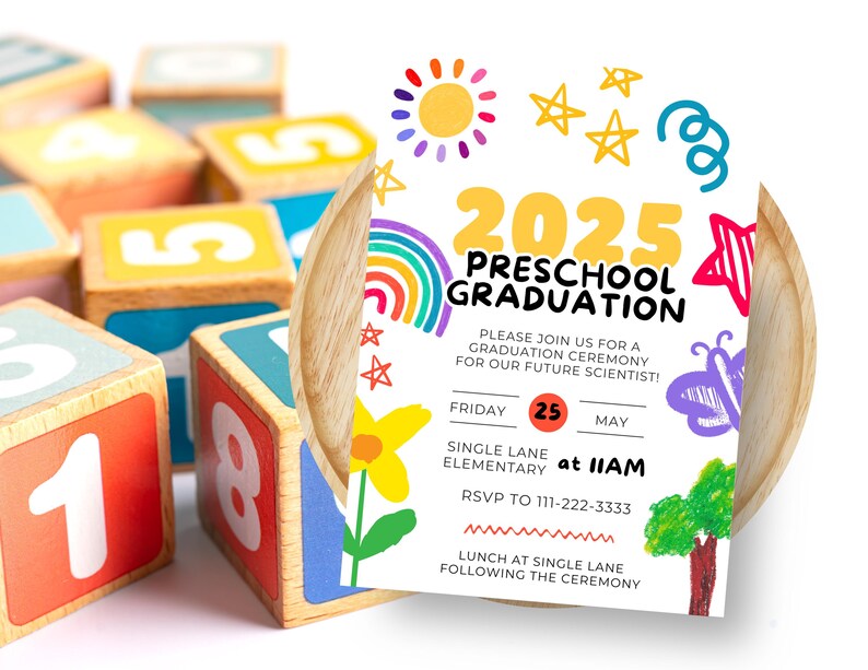 Editable Preschool Graduation Invitation Printable Template | Class of ...