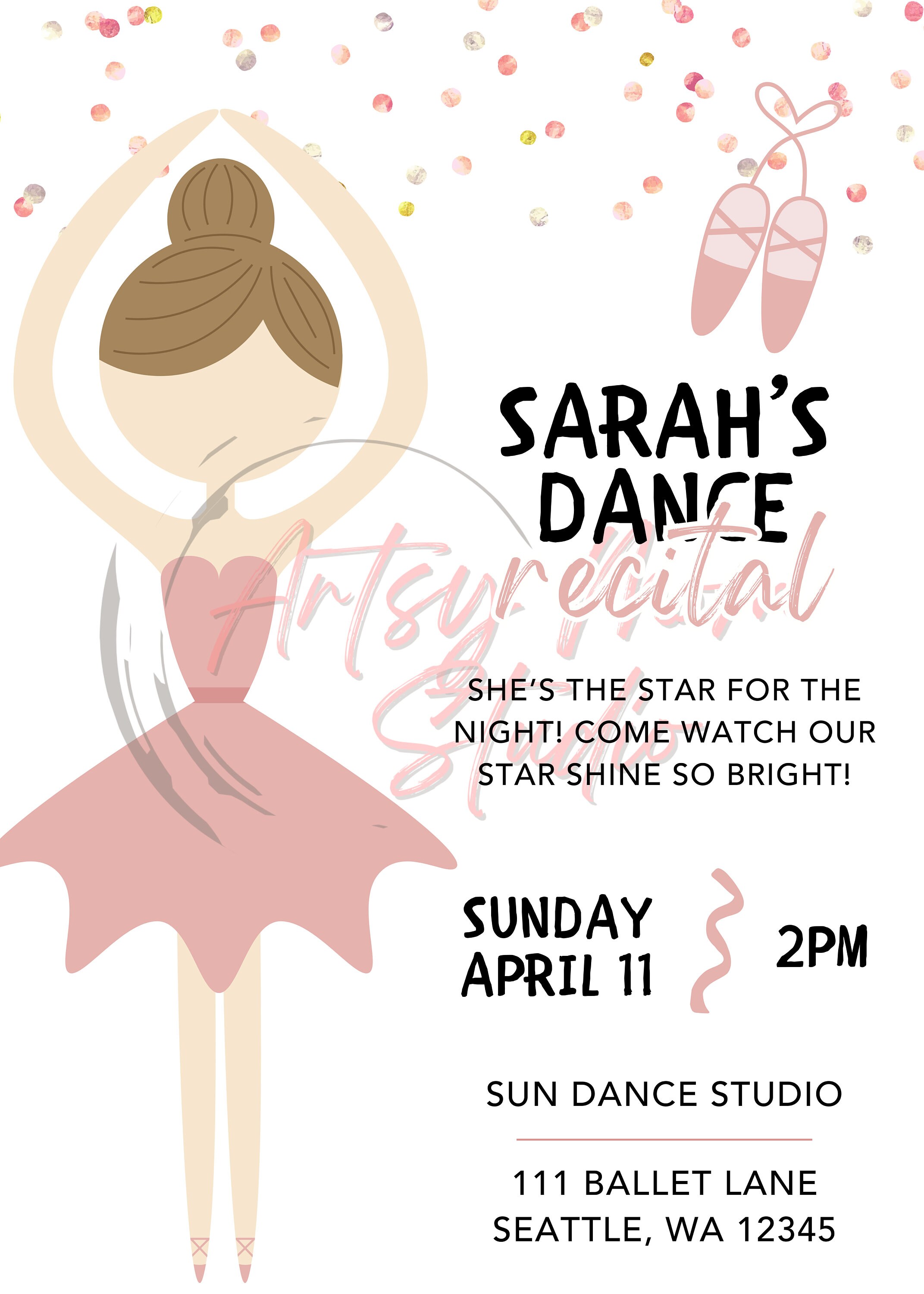 Editable Ballet/dance Recital Invitation, Evite, Digital Download Phone ...