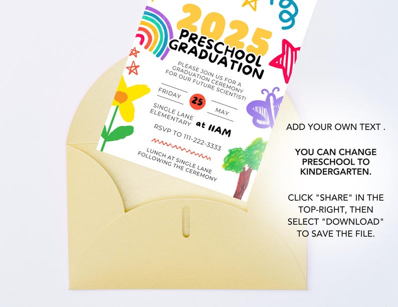 Editable Preschool Graduation Invitation Printable Template | Class of ...