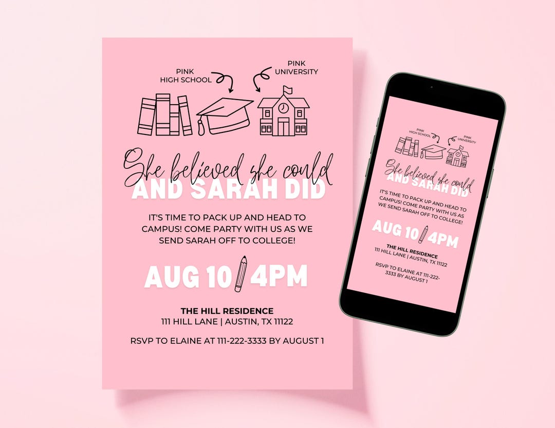 College Send off Party Invitation Trunk Party Invitation, College or ...