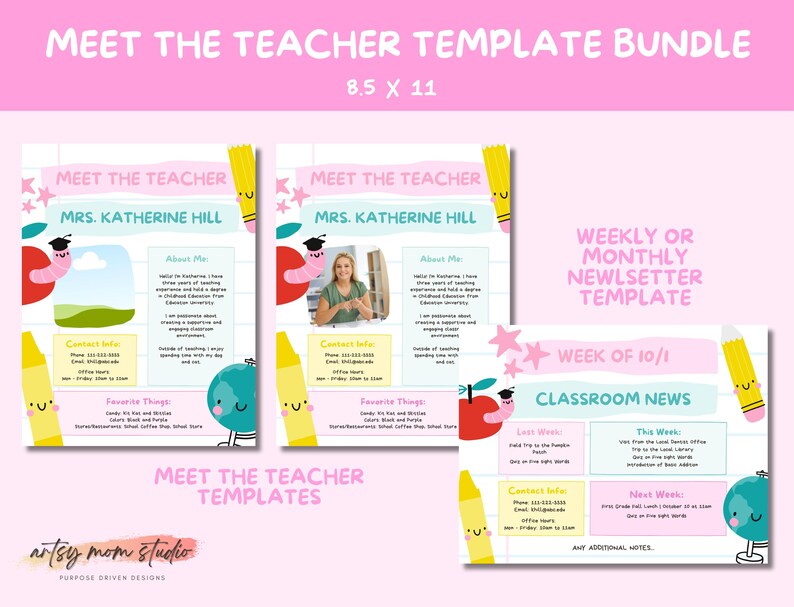 Pastel Meet the Teacher Template Bundle: Editable Welcome Note ...