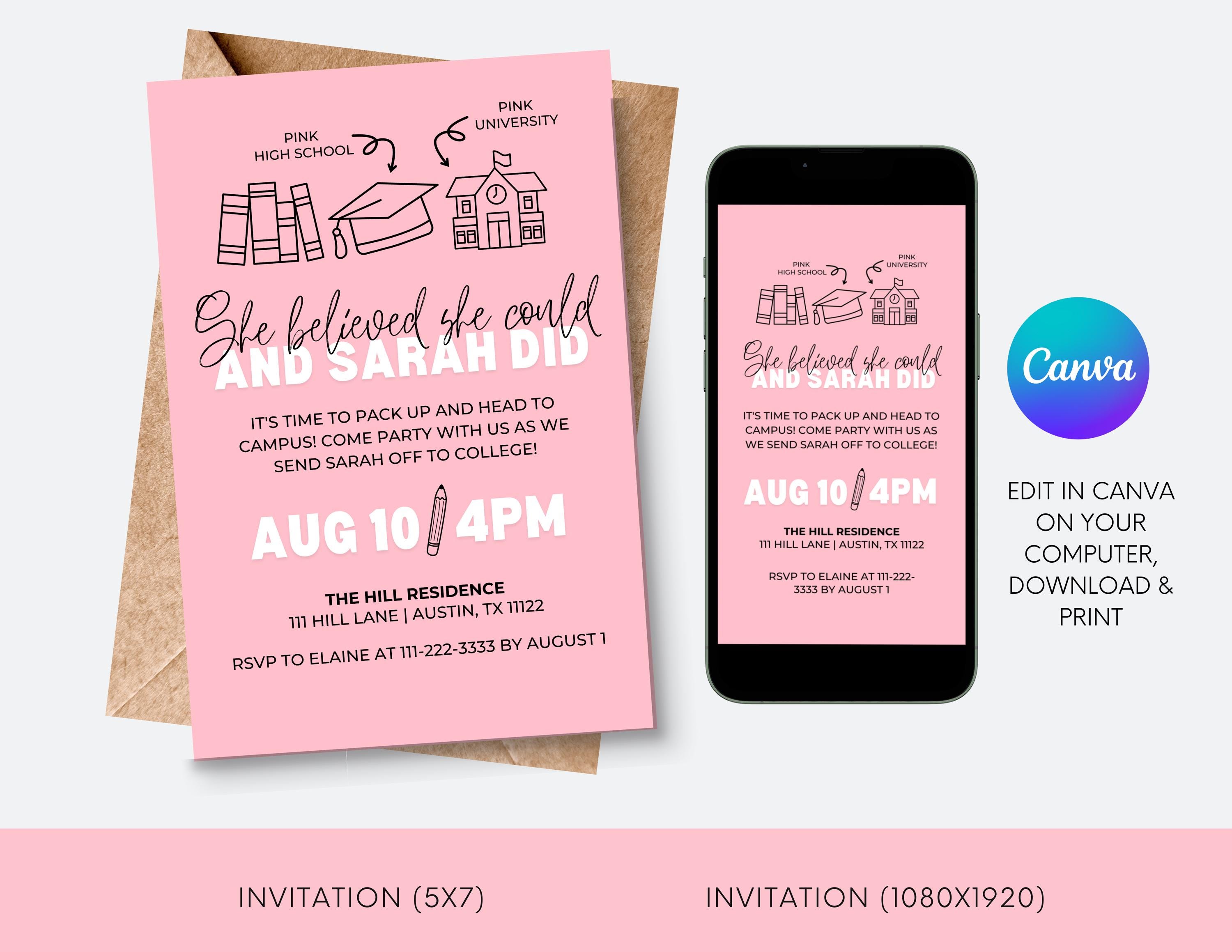 College Send off Party Invitation Trunk Party Invitation, College or ...