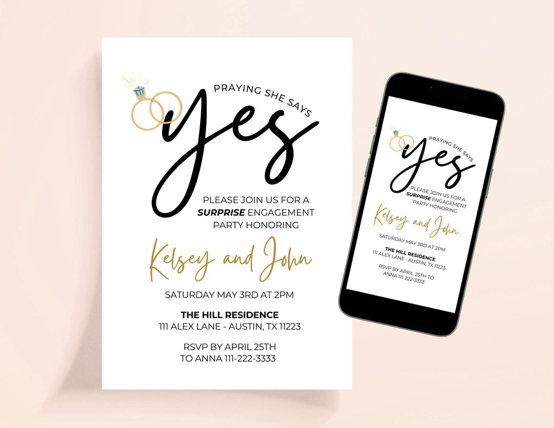 Surprise Engagement Party Invitation, Surprise Proposal Invite, Digital ...