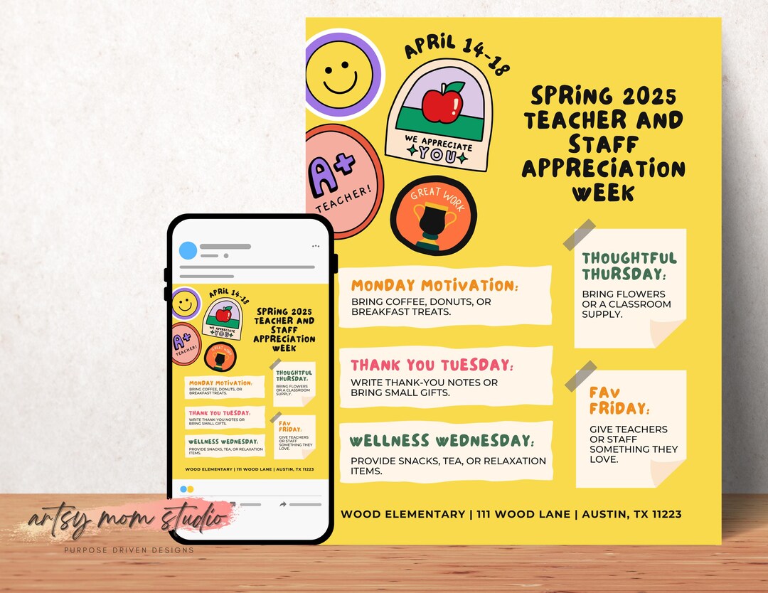 Editable Teacher Appreciation Week Itinerary Poster | Printable Teacher ...