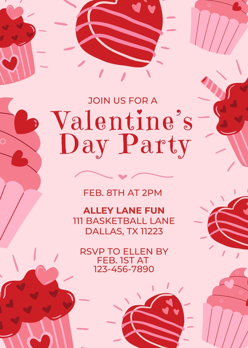 Editable Valentines Day Party Invitation Kids Valentines Day Party ...
